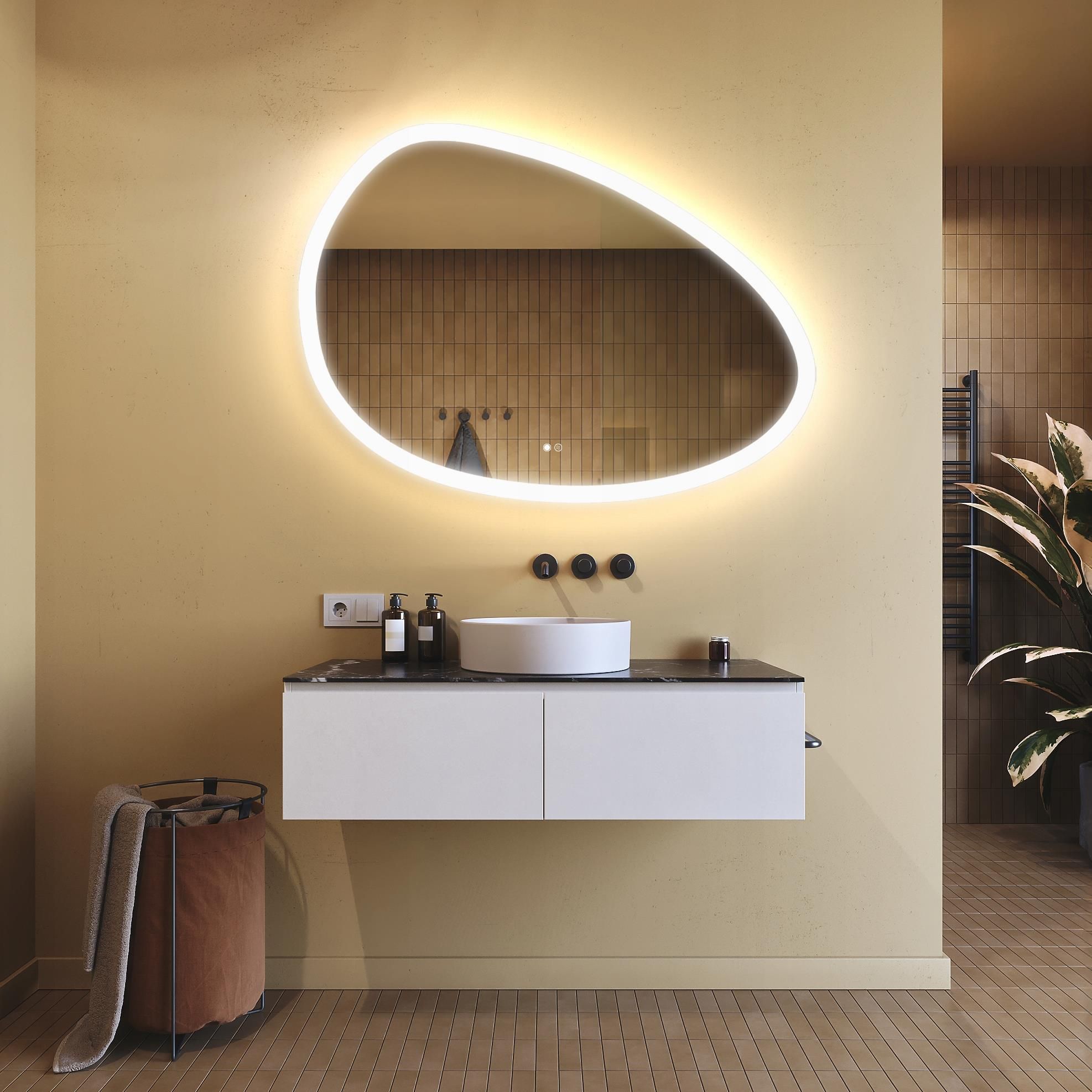Artforma Lustro łazienkowe 114x84cm nieregularne Led Dual, włącznik ...
