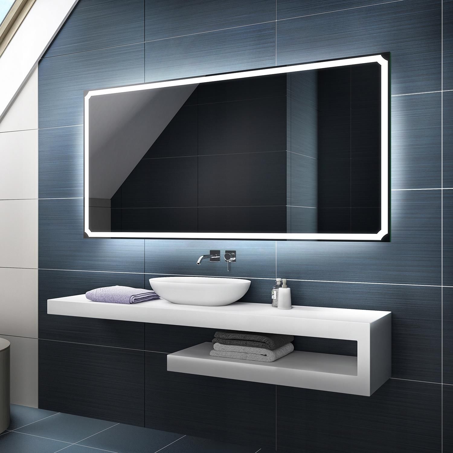Artforma Lustro Łazienkowe podświetlane Led 180x90 cm Barwa Biała Zimna ...