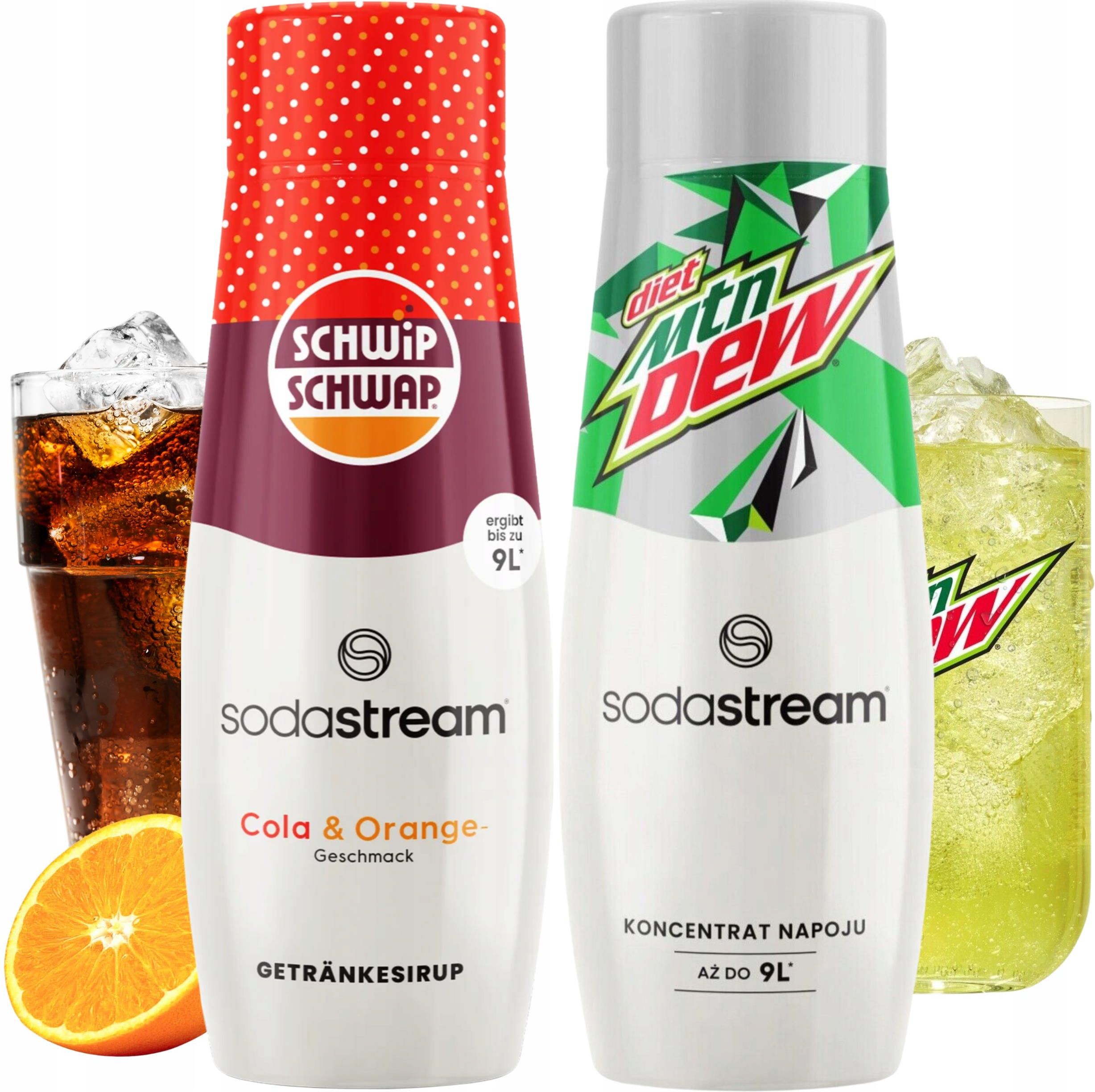 Zestaw 2 Syropów Sodastream Shwip Shwap Cola Pomarańcza + Mountain Dew ...