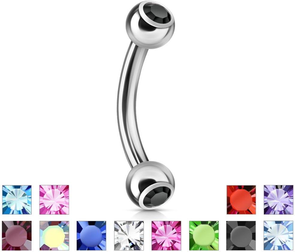 Piercing4U Kolczyk Do Brwi Daith Septum Kryształki 8mm Piercing Jasny ...