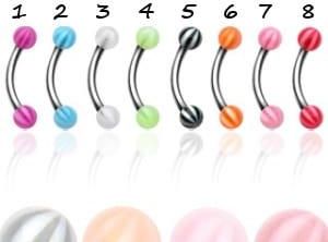 Piercing4U Kolczyk Do Brwi Kulki 8 Kolorów Brew Uv Smiley Piercing Bwa6 ...