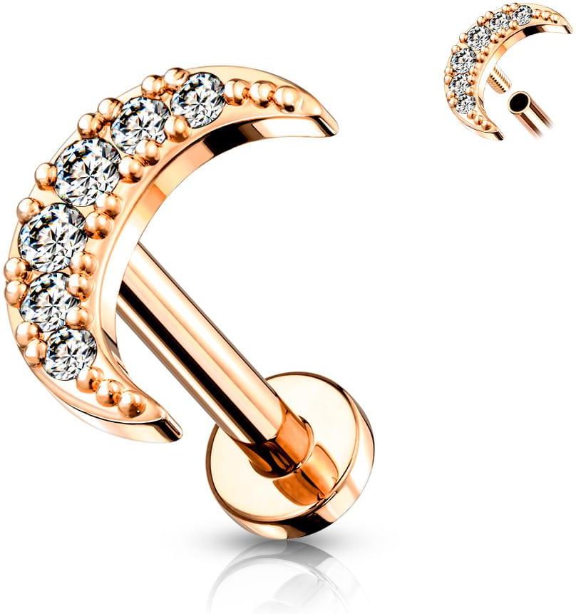 Piercing4U Kolczyk Księżyc Z Kryształkami Labret Do Uszu Chrząstki ...