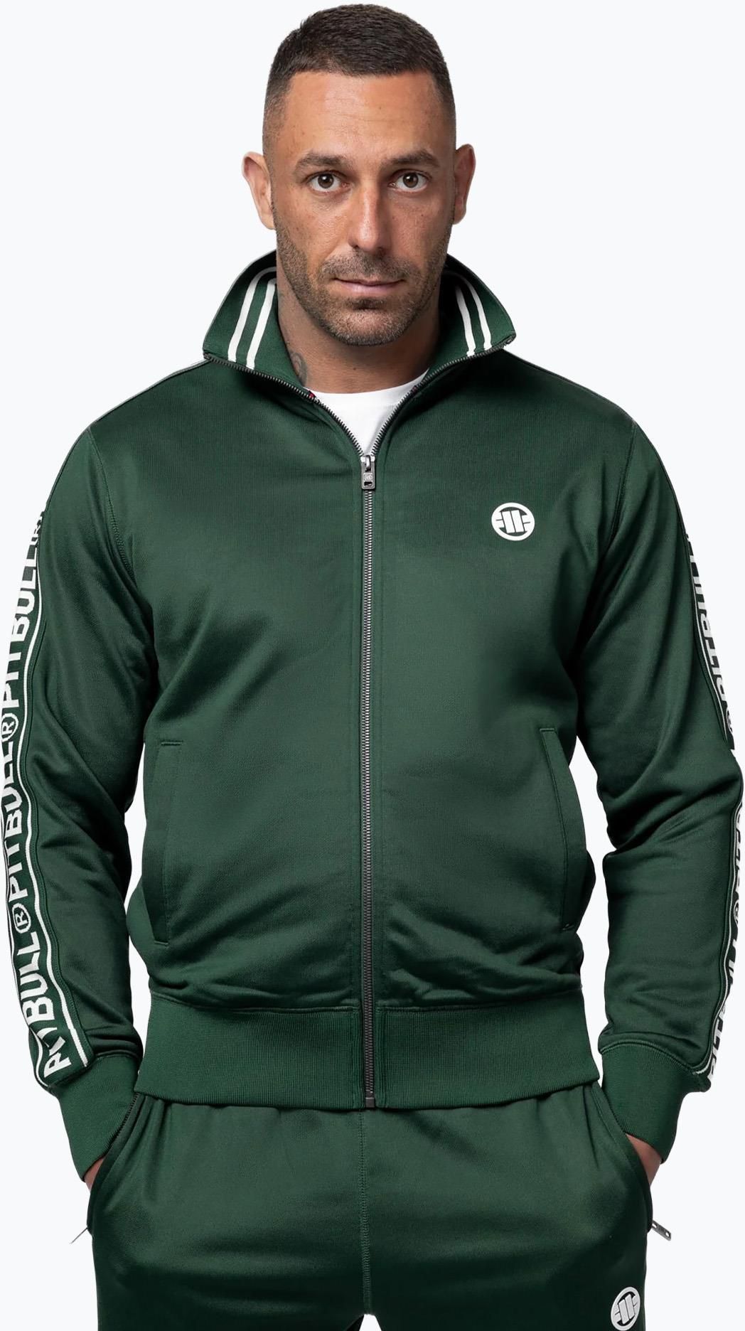 Bluza męska Pitbull Trackjacket Tape Logo Terry Group bottle green ...