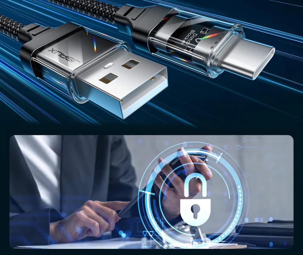 Jsaux Przezroczysty bloker danych Data Blocker Kabel USB-C do USB-A 2m - Opinie i ceny na Ceneo.pl