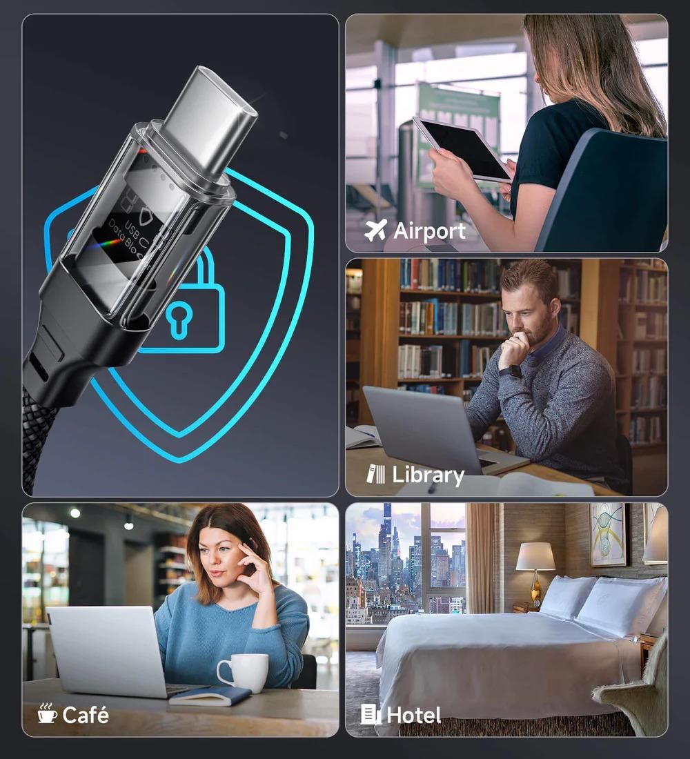 Jsaux Przezroczysty bloker danych Data Blocker Kabel USB-C do USB-A 2m - Opinie i ceny na Ceneo.pl