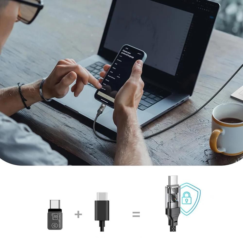 Jsaux Przezroczysty bloker danych Data Blocker Kabel USB-C do USB-A 2m - Opinie i ceny na Ceneo.pl