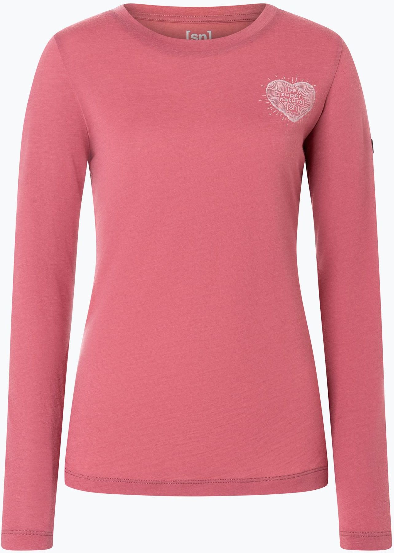 Longsleeve damski super.natural Little Heartwood mauwewood/white stone ...