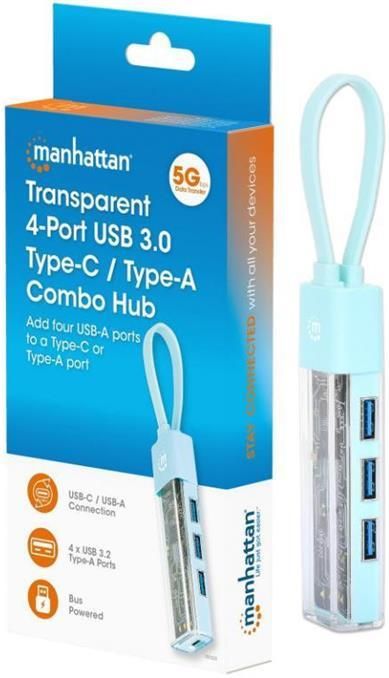 Hub USB Hub USB Manhattan 4-Portowy Hub USB 3.2 Gen1 Typ-A/C do 4x USB ...
