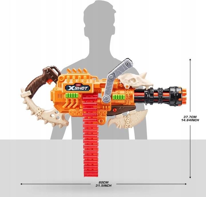 X-Shot Minigun Horrorfire Duży Pistolet Karabin Dread Hammer + Gogle ...