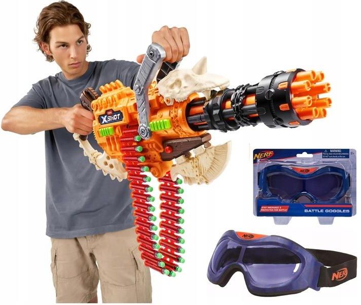 X-Shot Minigun Horrorfire Duży Pistolet Karabin Dread Hammer + Gogle ...
