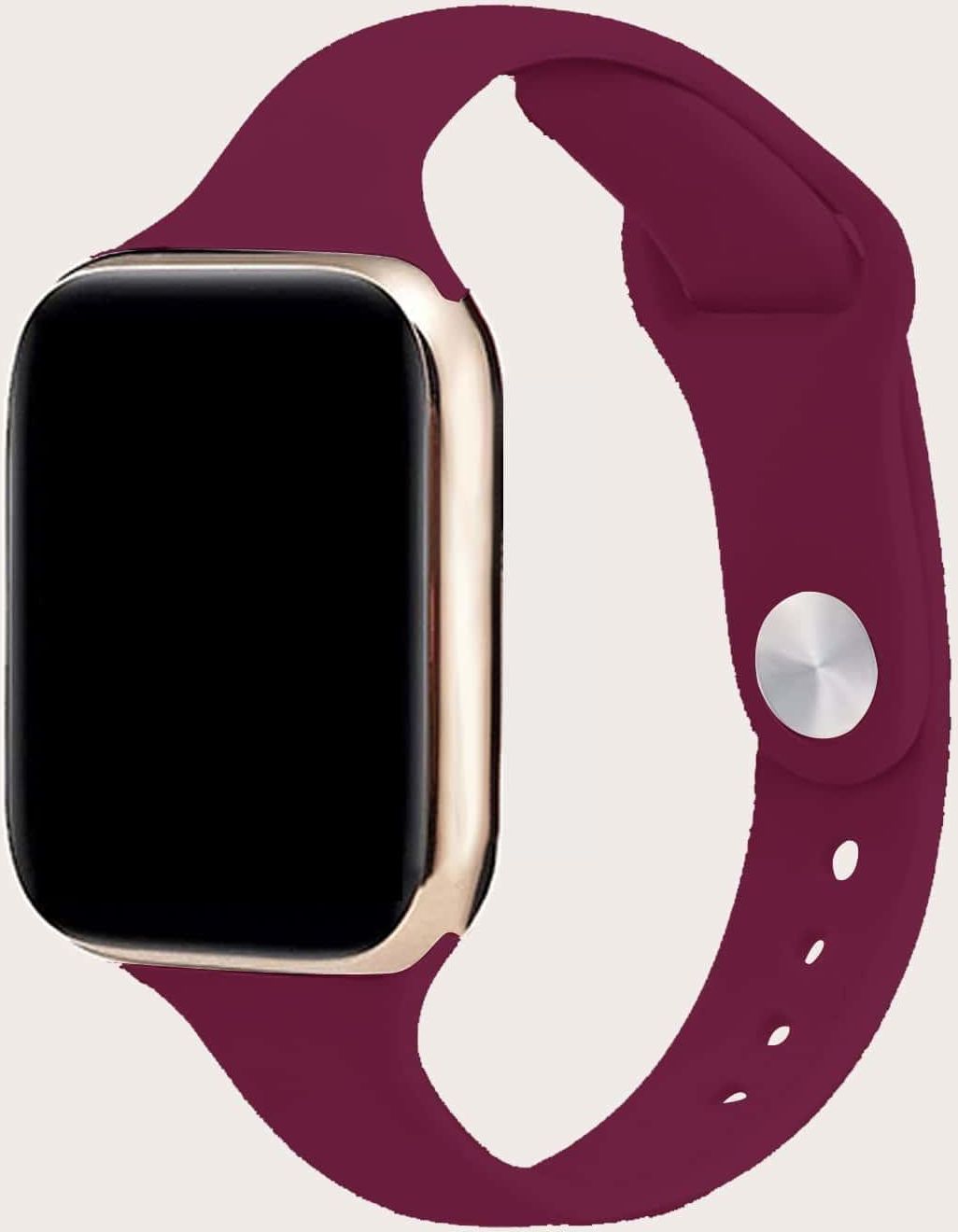 Shein Bordowy Pasek Do Zegarka Kompatybilny Z Apple Silikon Rozmiar 42 ...