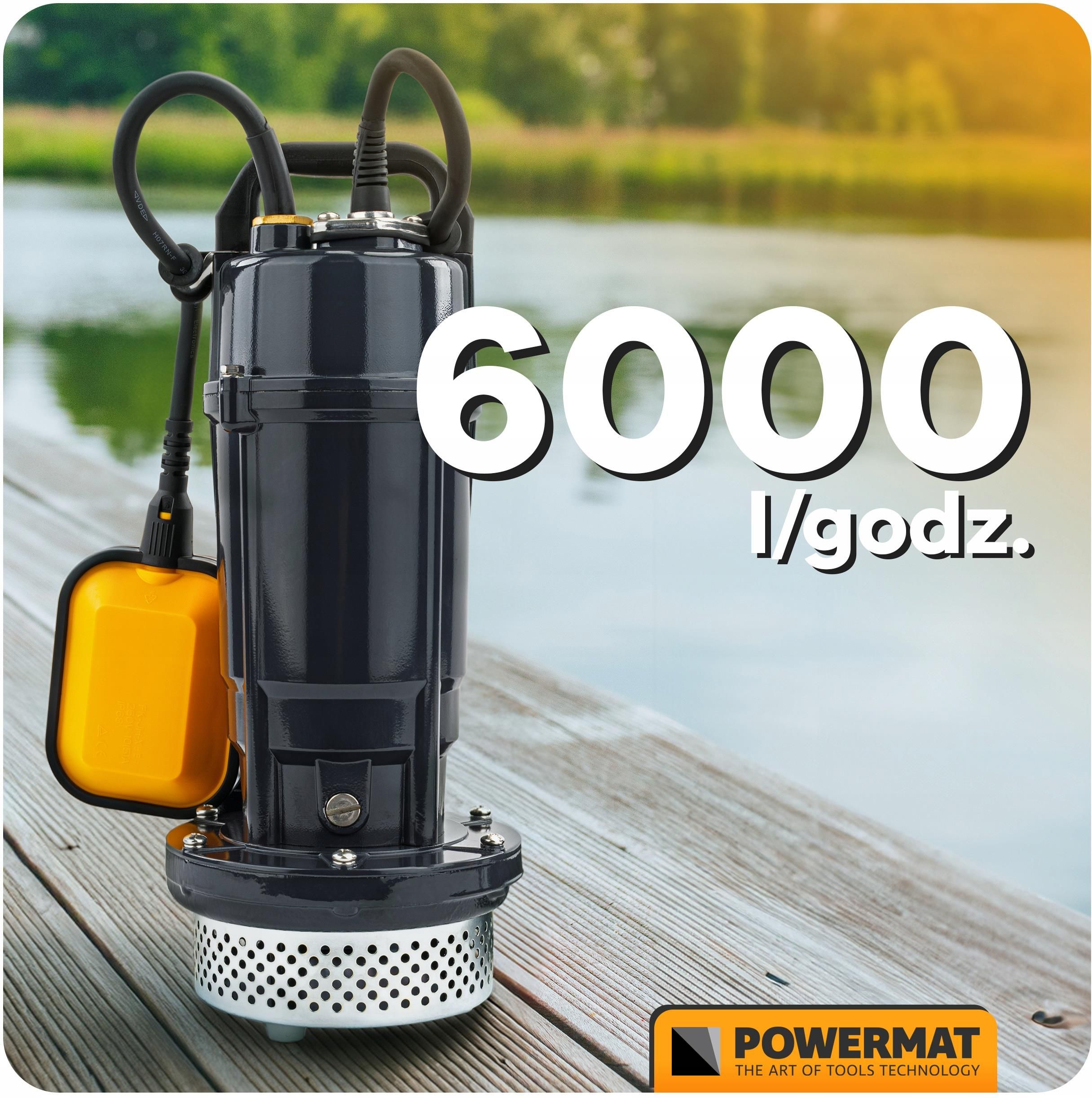 Powermat Pompa Do Wody Czystej Brudnej Z Pływakiem Zatapialna Mocna 750W 6000 L/H 1 Pmpdwb750Jp ...
