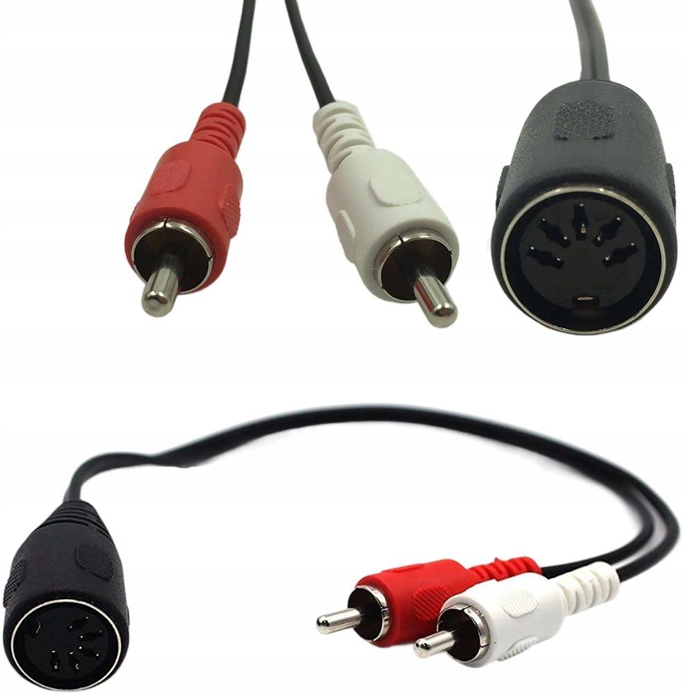 Betune Adapter Przejściówka Kabel Din 5 Pin Żeński na 2x Cinch Rca ...