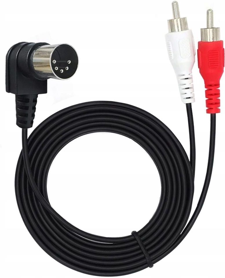 Betune Adapter Przejściówka Kabel Wtyk Kątowy Din 5 Pin na 2x Wtyk Rca ...