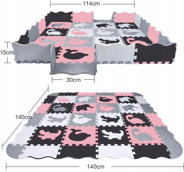 Lazyhome Duża Gruba Mata Edukacyjna Puzzle Piankowe Xxl Kojec Składany ...