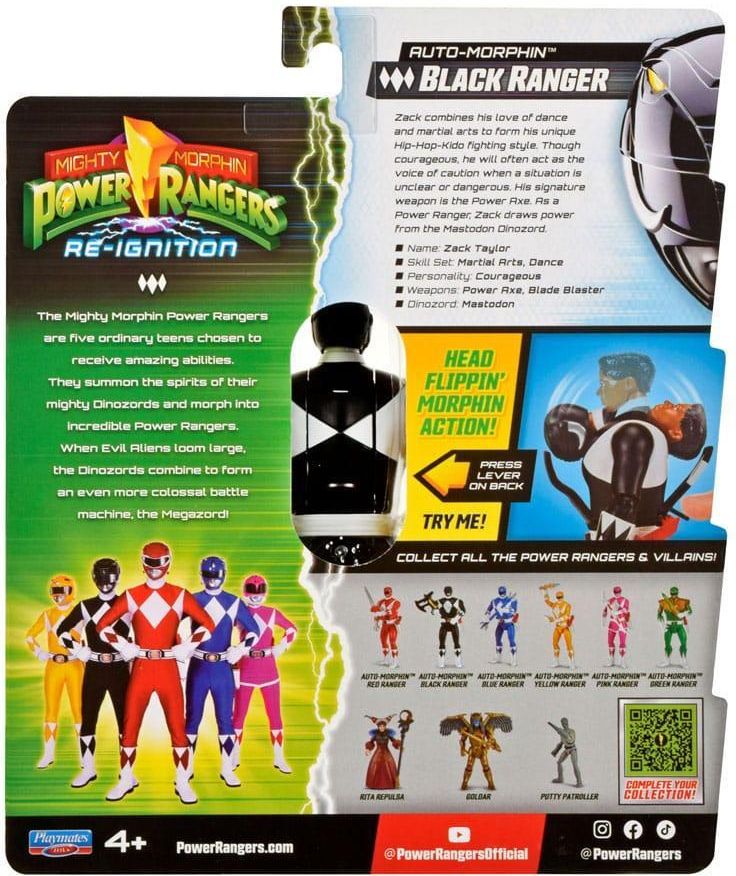 Playmates Mighty Morphin Power Rangers Action Figure Auto-Morphin Black ...