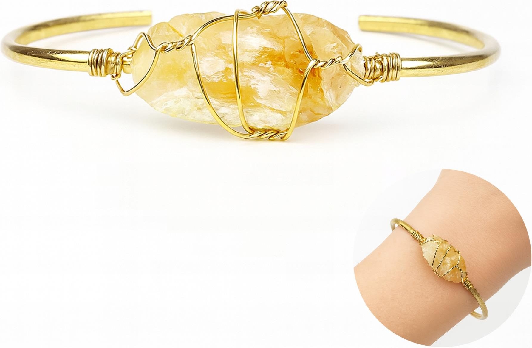 CYTRYN NATURALNY KAMIEŃ BRANSOLETKA BANGLE OTWARTA SUKCES DOBROBYT ...