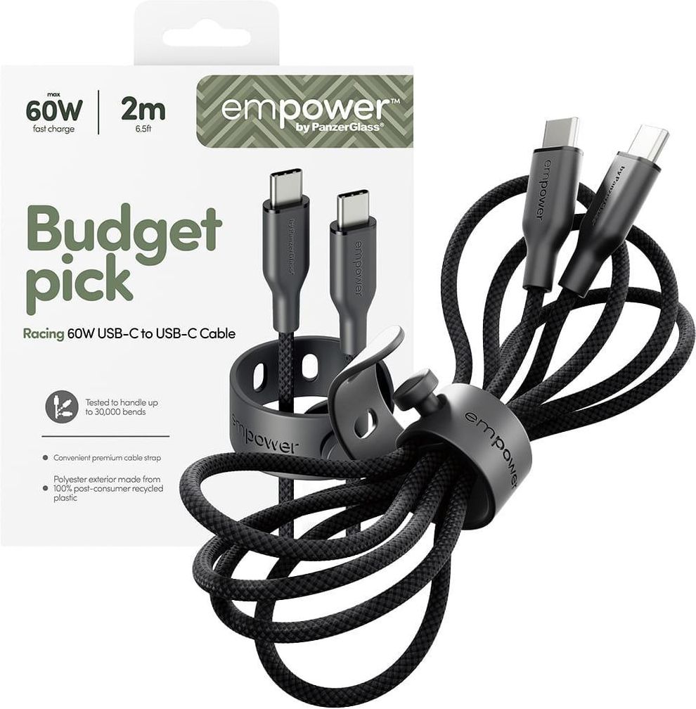 Panzerglass empower by Racing 60W USB-C to USB-C Cable , USB 2.0 , 2M ...