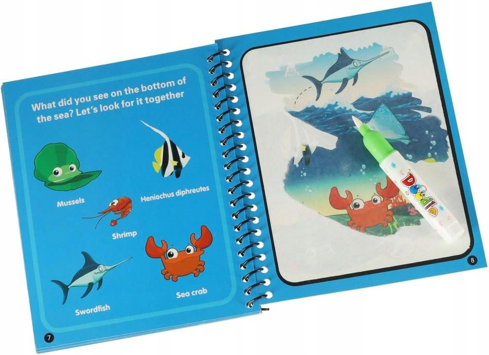 Ikonka Kolorowanka Wodna Dla Dzieci Niebieska Zwierzęta Morskie Z ...