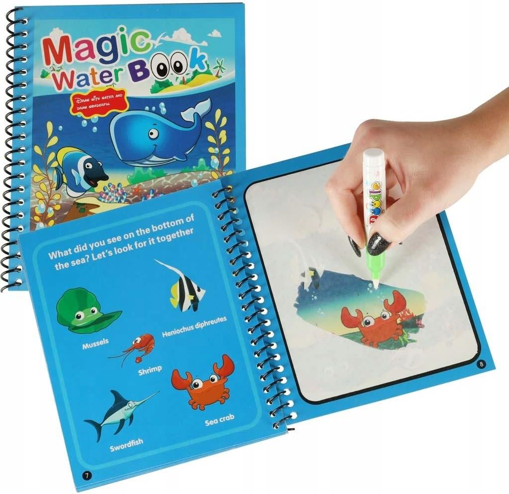 Ikonka Kolorowanka Wodna Dla Dzieci Niebieska Zwierzęta Morskie Z ...