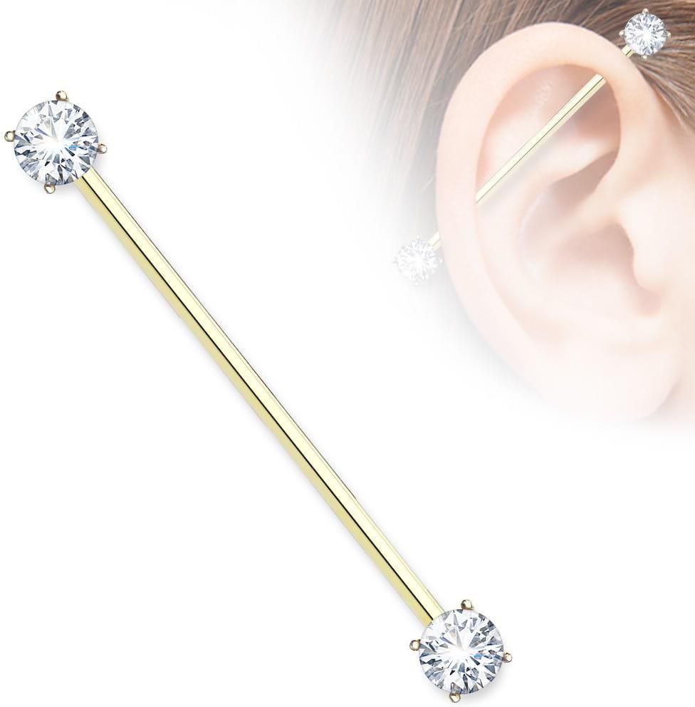 Piercing4U Kolczyk piercing INDUSTRIAL sztanga kryształki Helix (i47 ...
