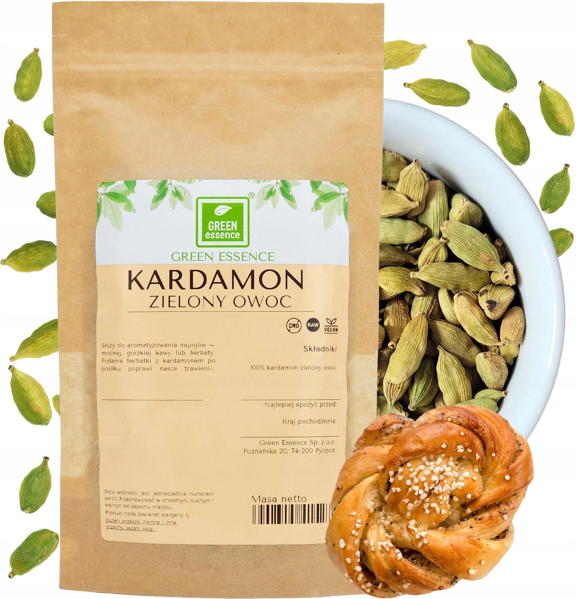 Green Essence Kardamon Zielony Owoc Kardamonu Ziarno 100g Aromatyczny ...