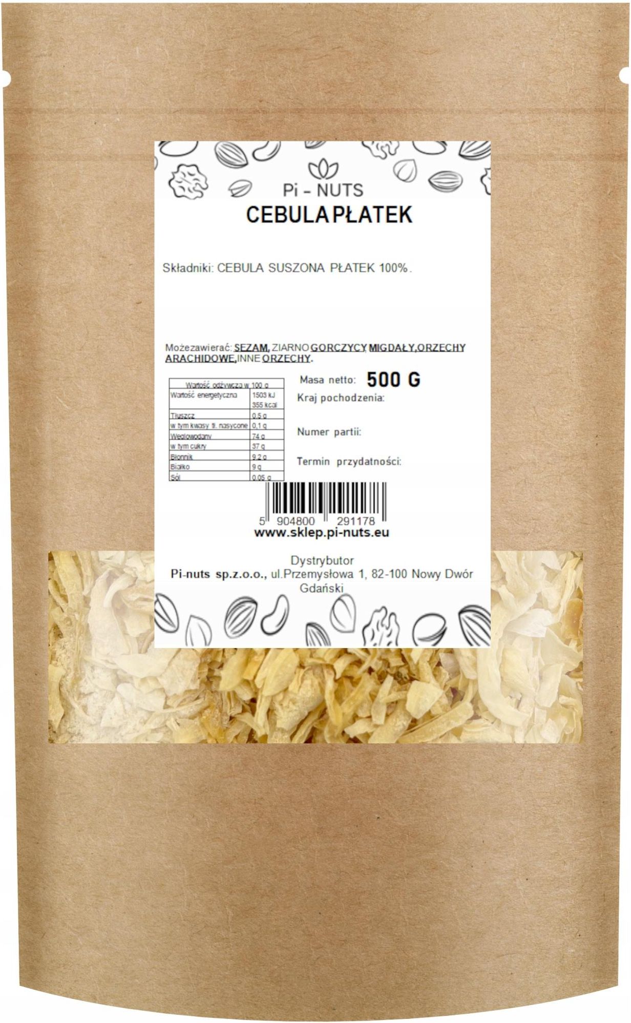 Pi Nuts Pi Nuts Cebula Suszona Płatki 500g - Ceny i opinie - Ceneo.pl