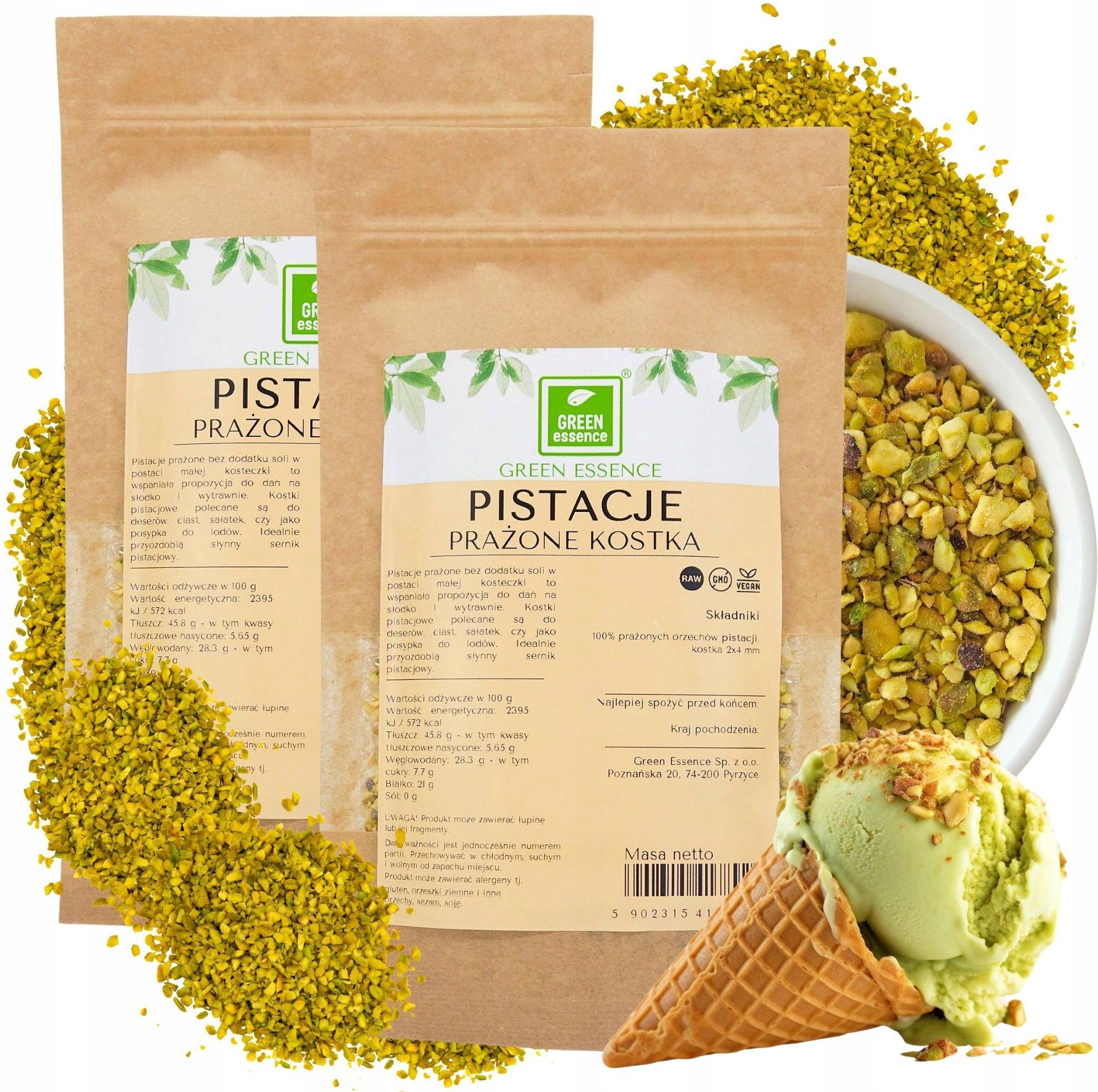 Green Essence Pistacje Prażone Niesolone Kostka 200g Naturalne Orzechy ...