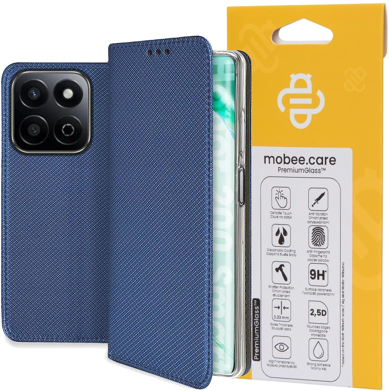 Mobee.Care Zestaw Etui Z Klapką Szkło Hartowane Do Honor 200 Smart Granatowe - Etui na telefon ...