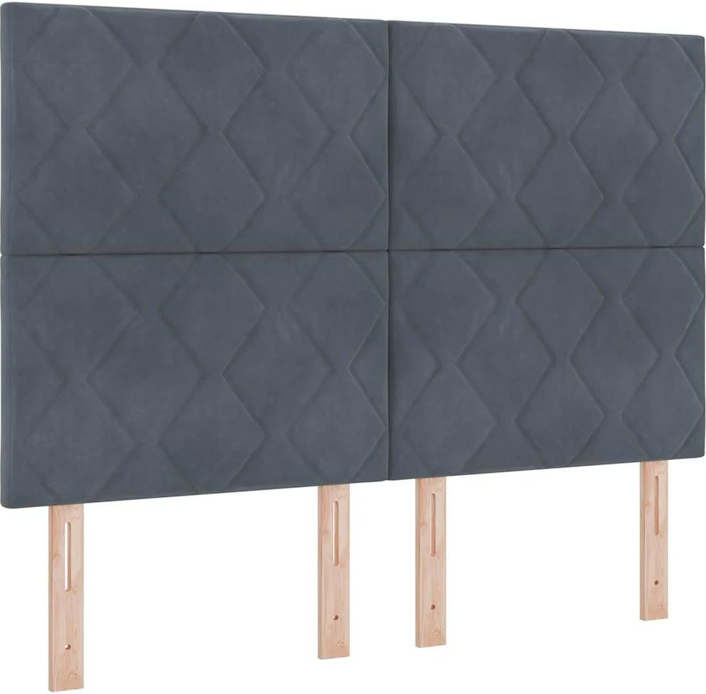 Gravora Stelaż Łóżka Aksamitny Ciemno Szary 197x146x128cm Z Wezgłowiem ...