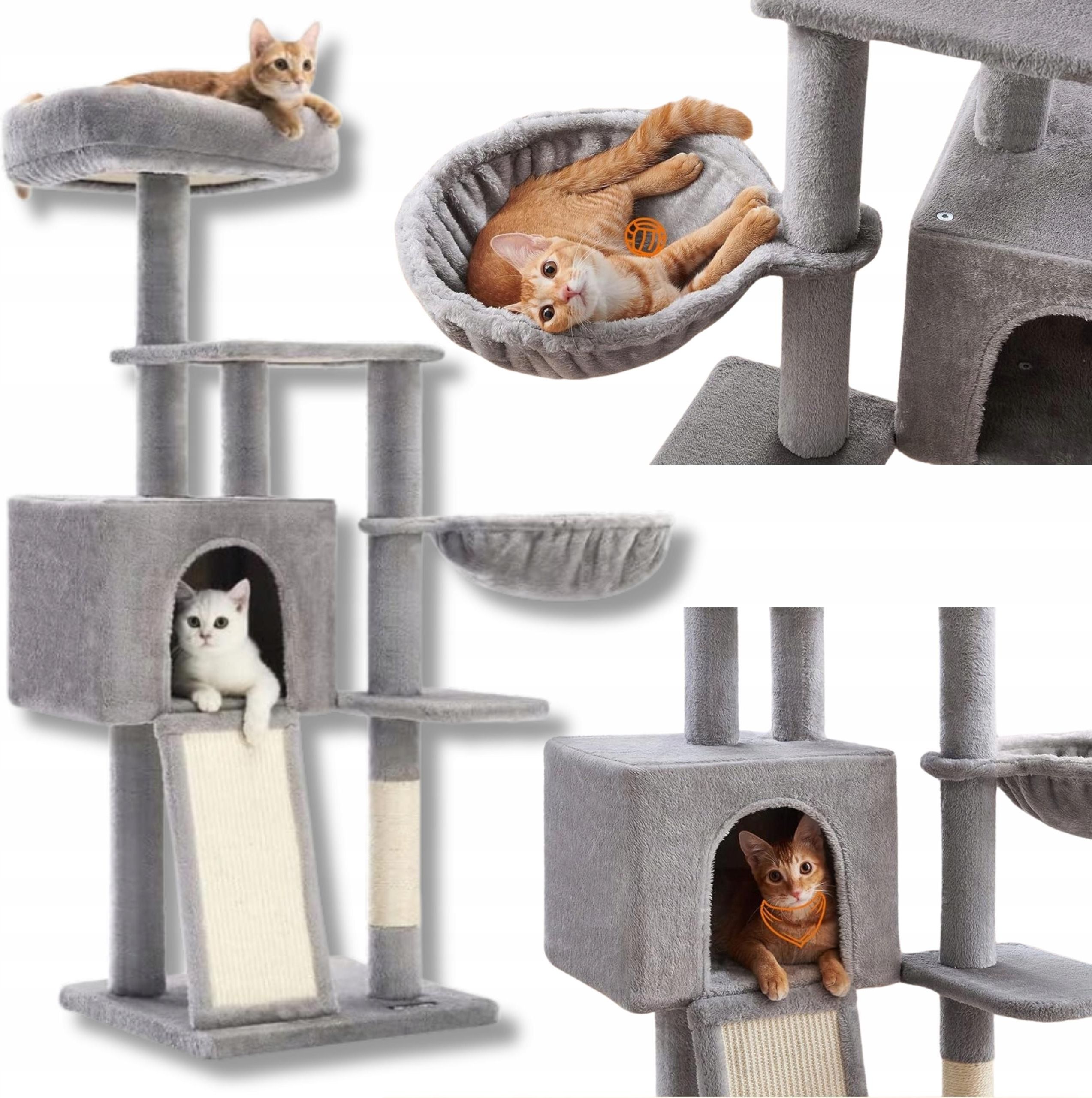 Feandrea Drapak Dla Kota Duży 4 Poziomy Legowisko Wieża Słupek Domek ...