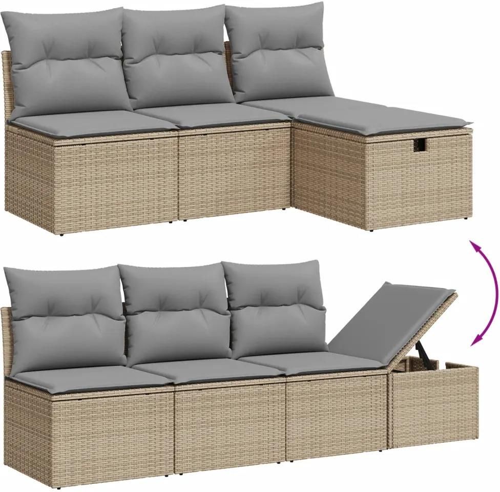 Zestaw mebli ogrodowych Gravora Zestaw Mebli Ogrodowych Z Rattanu Pe Beżowy 62X62X69cm 100X55X44 ...