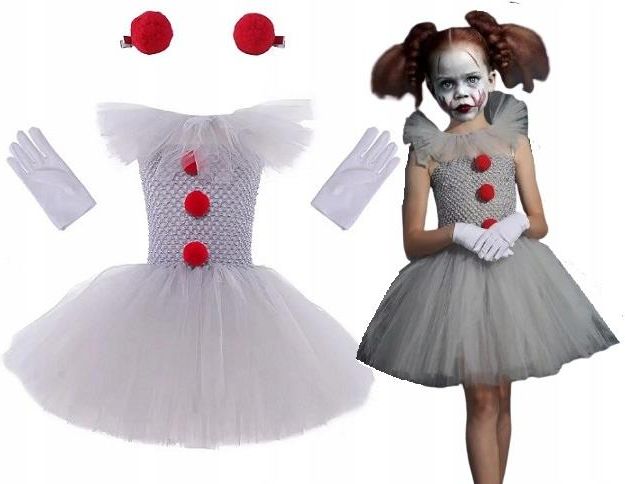 Strój Klaun Pennywise To kostium 140/146 XXL sukienka przebranie ...