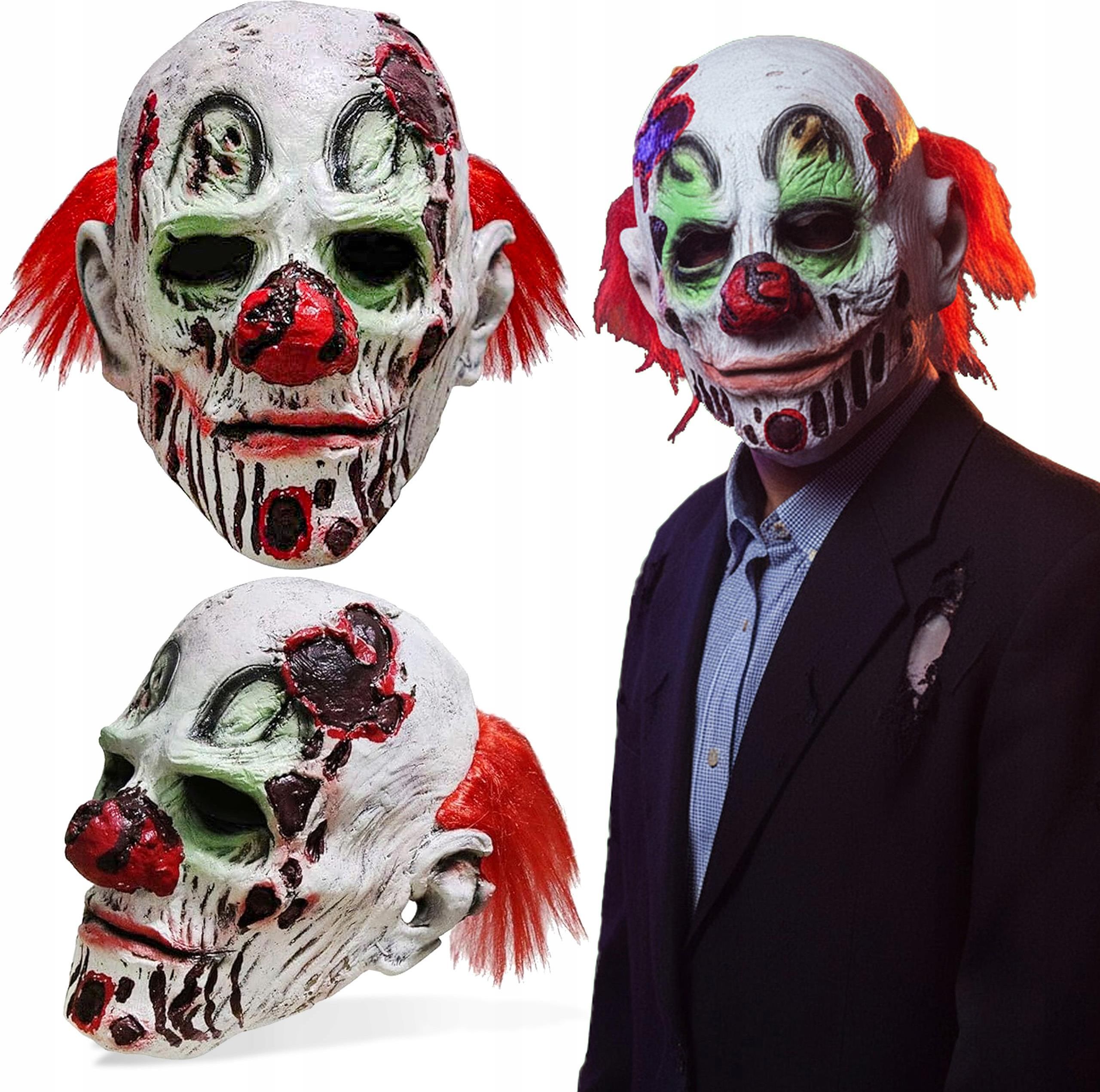 Maska zombie na twarz Halloween straszna potwór kostium przebranie ...