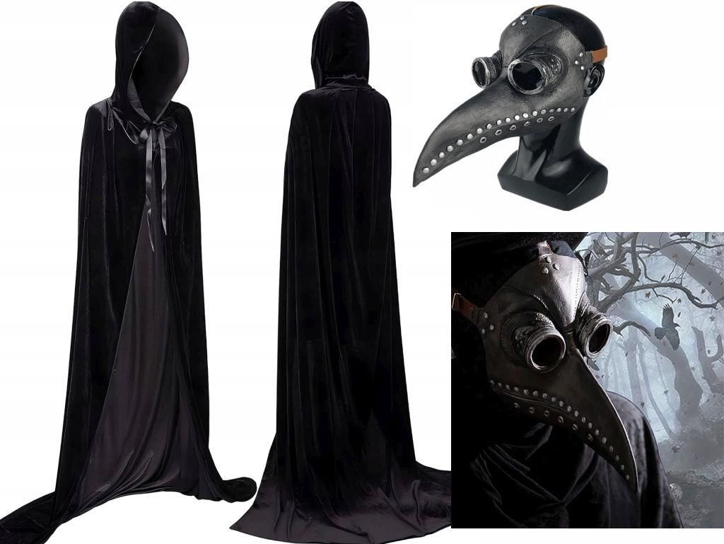 Zestaw Strój Przebranie Doktor Plagi Dżuma Peleryna Maska Halloween ...