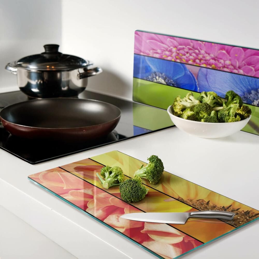 Piga Deska Kuchenna Szklana Kwiatowe Motywy W Intensywnych Kolorach ...