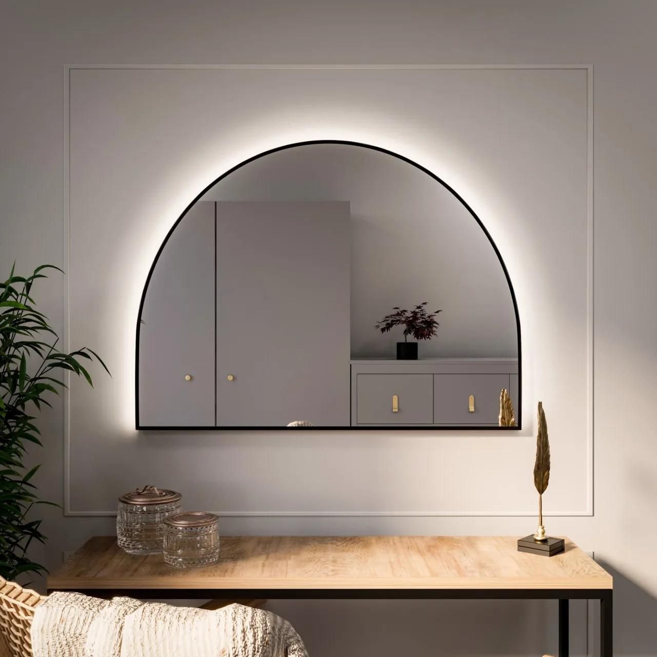 Smartwoods Lustro Semi Round Led W Ramie Czarnej 90x55cm Zimna - Opinie ...