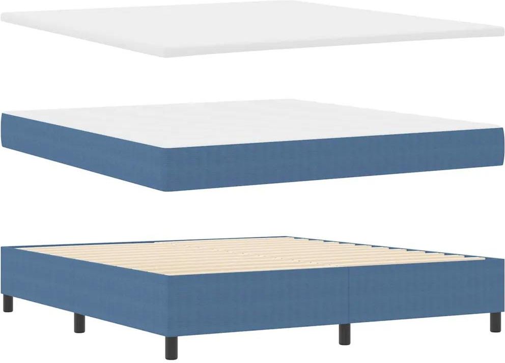 VidaXL Łóżko Box Spring Z Materacem Niebieskie Super King Kordura ...