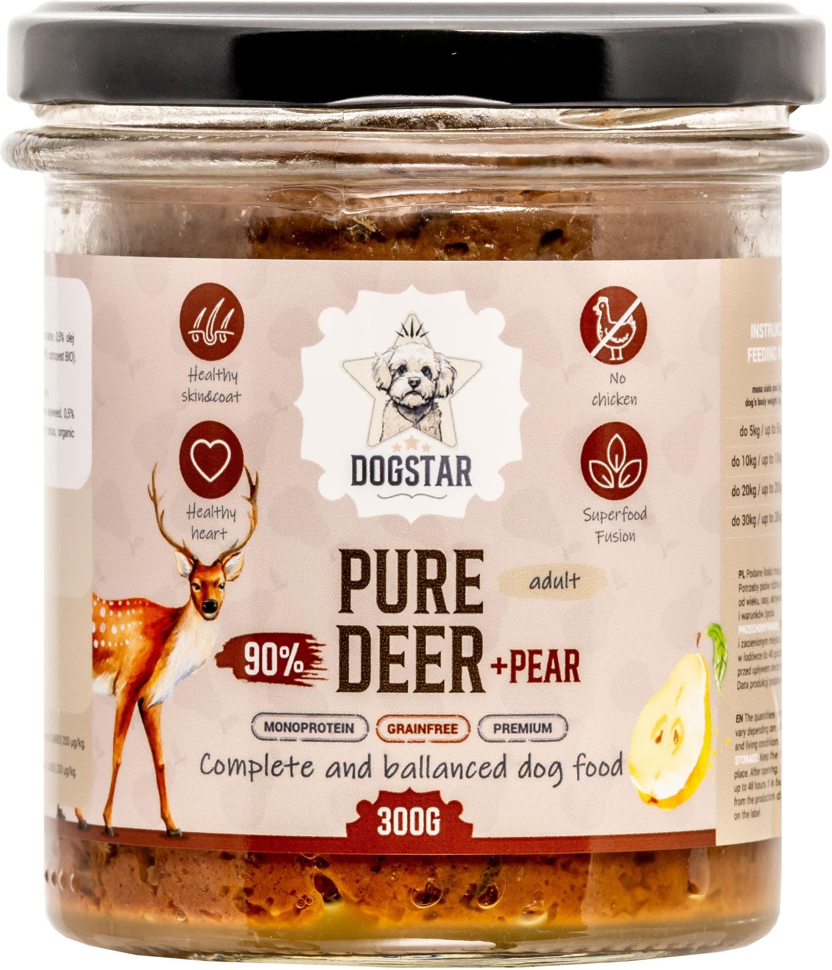 Karma Dogstar Pure Deer Jeleń Z Gruszką 300G - Ceny i opinie - Ceneo.pl
