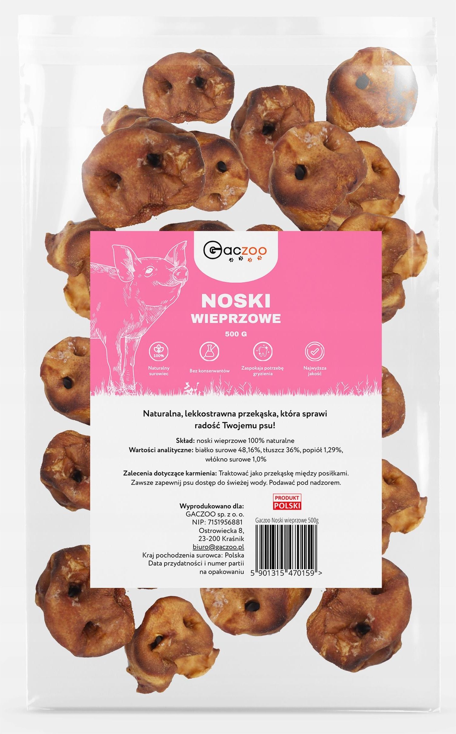 Karma Gaczoo Przysmak Dla Psa Noski Wieprzowe 100% Naturalny Gryzak ...