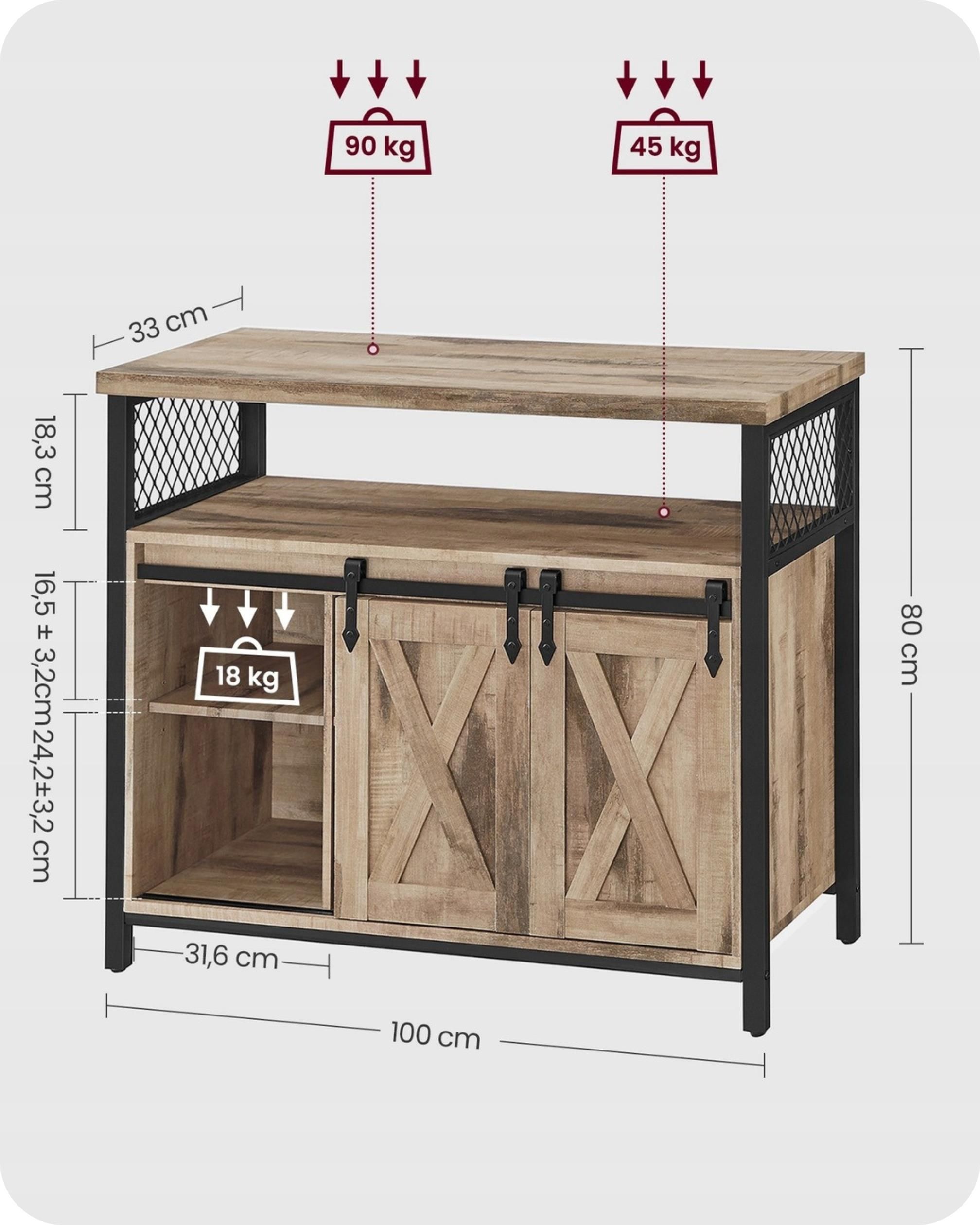 Songmics Szafka Kuchenna Kredens Komoda Loft Industrialna Rustykalny ...