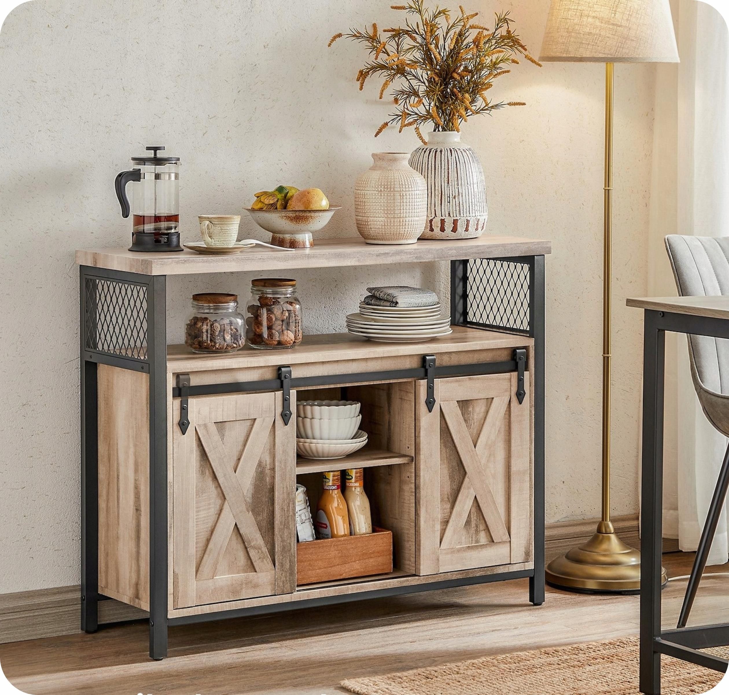 Songmics Szafka Kuchenna Kredens Komoda Loft Industrialna Rustykalny ...