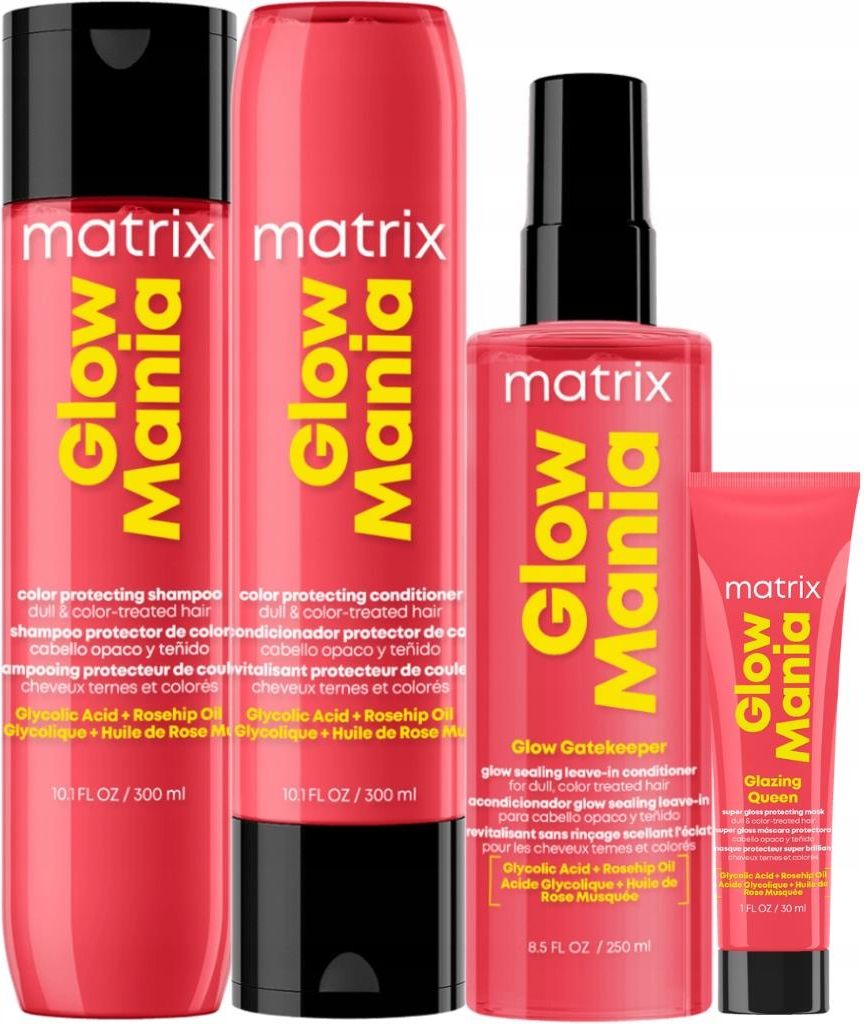 Matrix Glow Mania Szampon + Odżywka Ułatwiająca Rozczesywanie + Spray ...