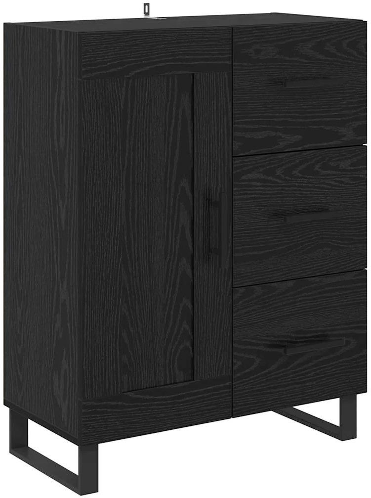 VidaXL Bufet Czarny Dąb 69,5x34x90cm Drewno Inżynieryjne I Żelazo ...