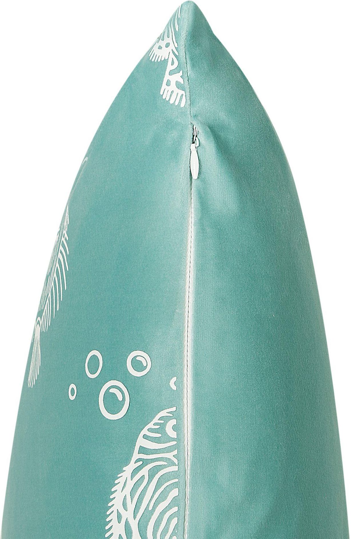 Beliani 2 Welurowe Poduszki Dekoracyjne Wzór W Ryby 45x45cm Zielone ...