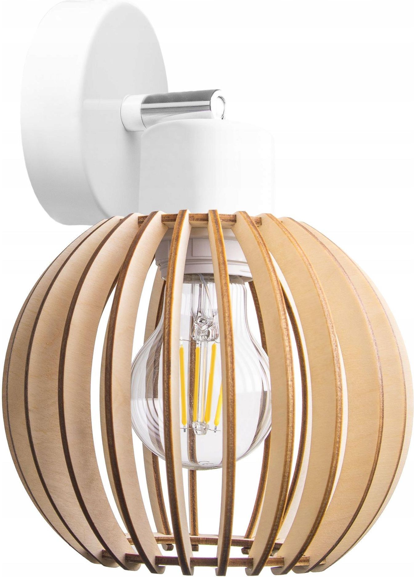 Lampa Bez Marki Nowoczesna Lampa Kinkiet E27 Ścienny Stały Loft Kula Drewno (A01178) - Opinie i ...