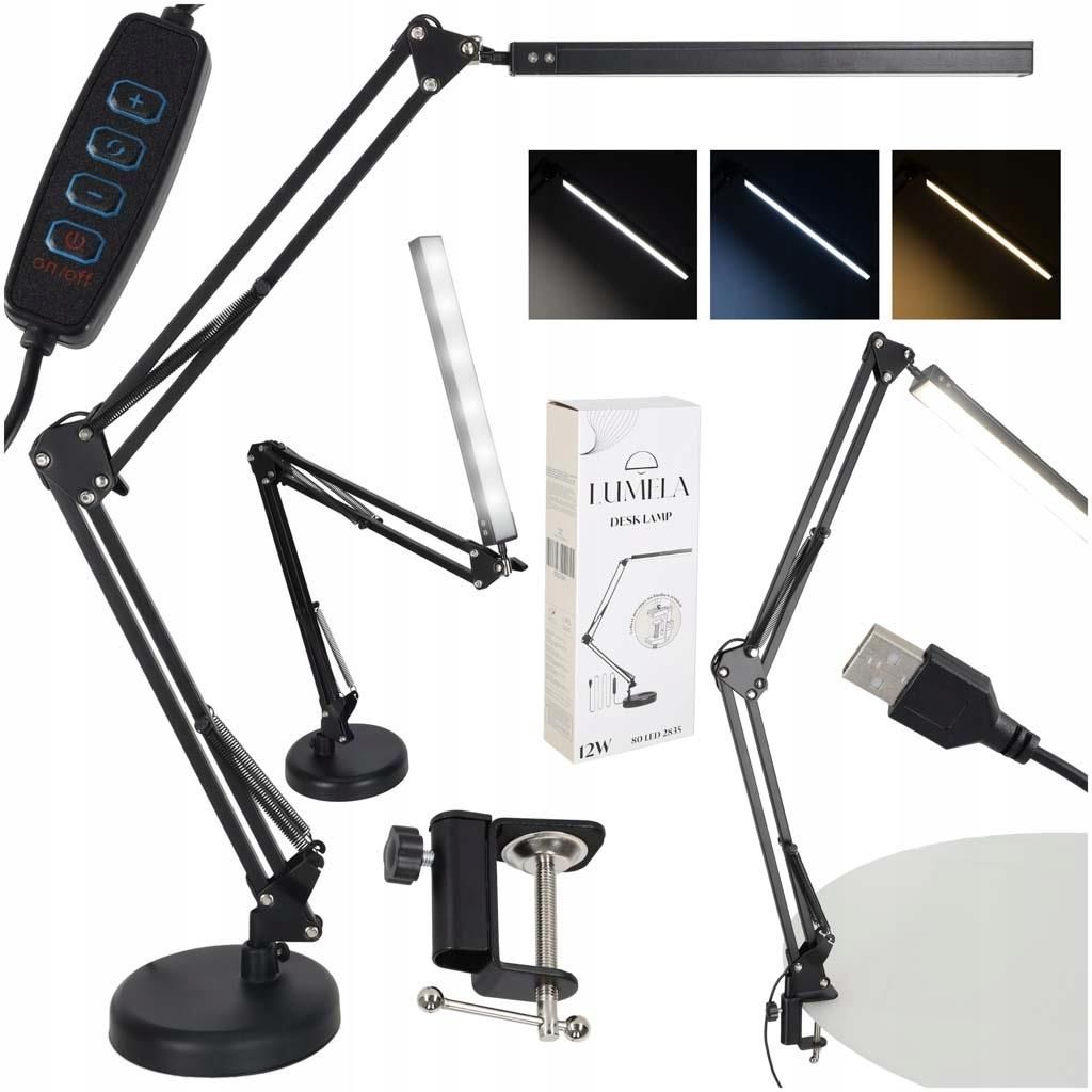 Lampa Lampka Biurkowa Szkolna Nocna na Biurko Lampa LED 2w1 Regulowana ...