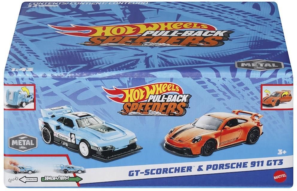 Hot Wheels Pull-Back Speeders 2-pack Autek GT-Scorcher & Porche 911 GT3 ...