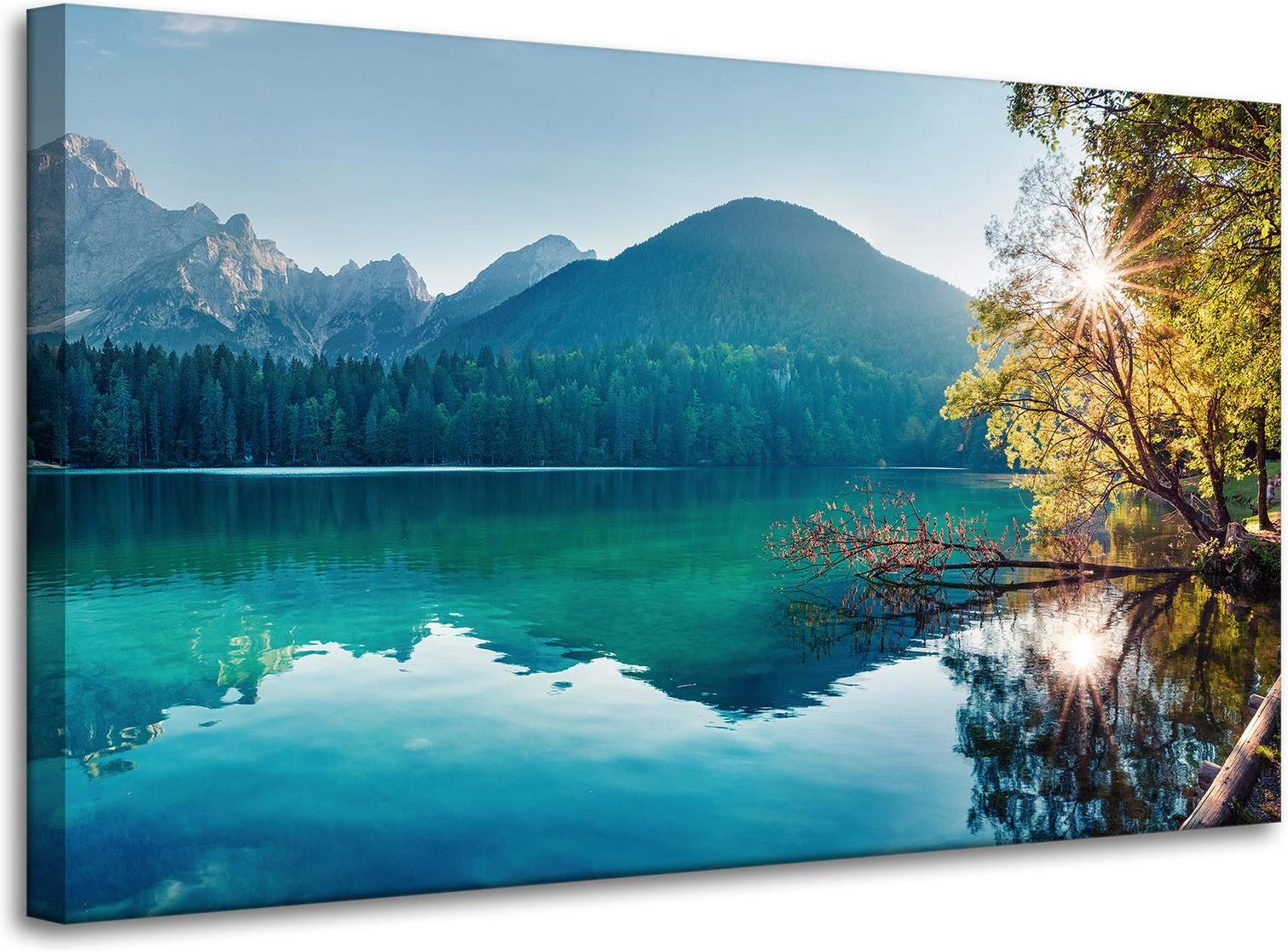 Mpink Obraz Na Płótnie Słońce Nad Górami Jezioro Woda Spokój 100X60Cm ...