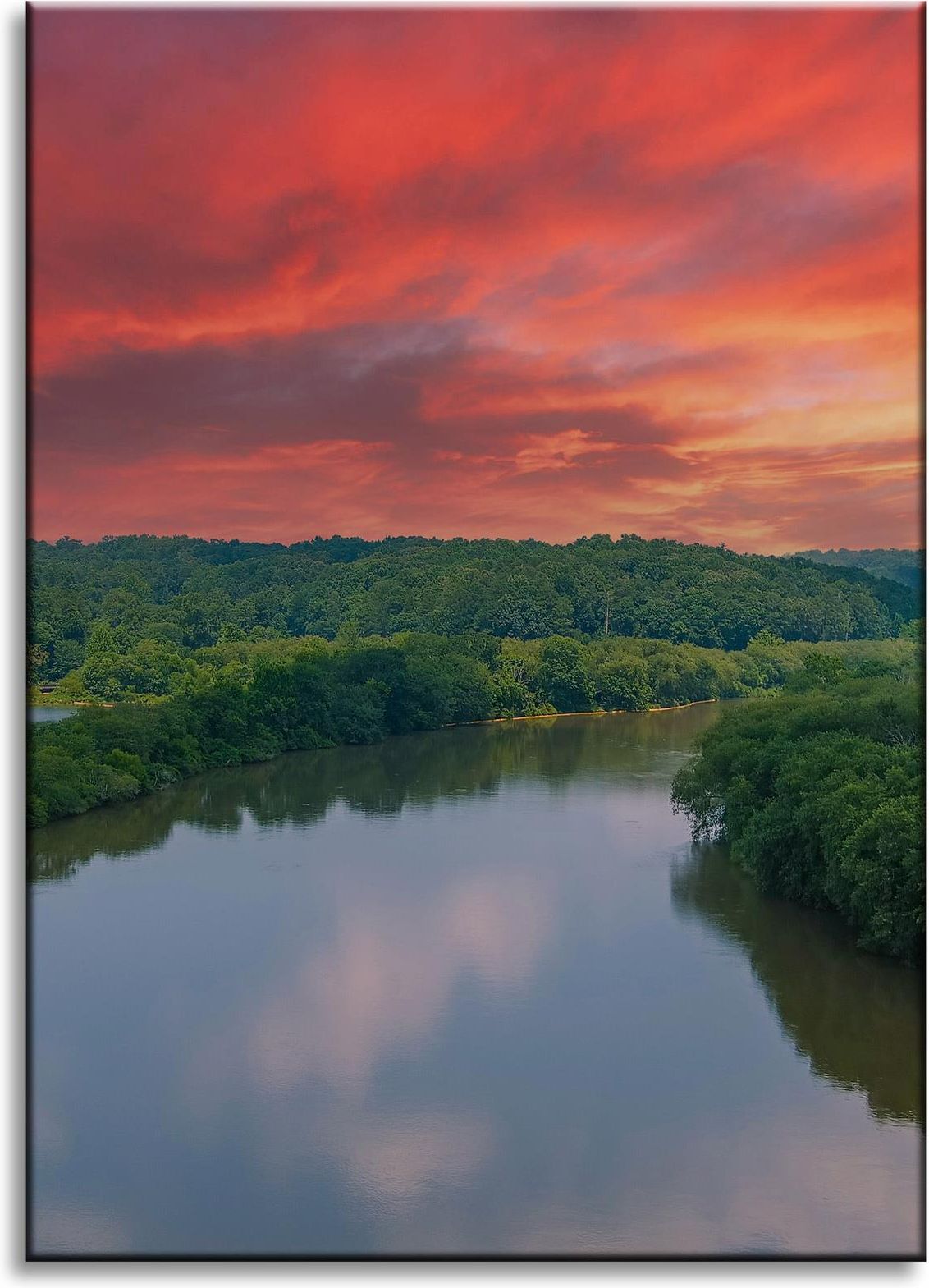 Mpink Obraz Na Płótnie Różowe Niebo Słońce Rzeka Natura 50X70Cm ...
